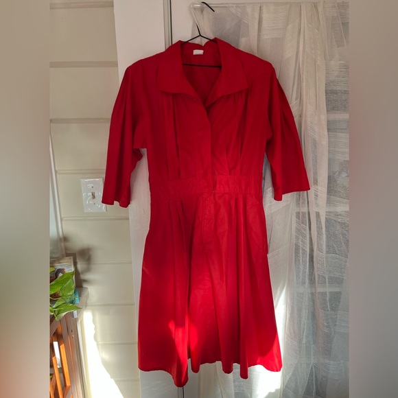 Vintage | Dresses | Vintage Red Shirt Dress With Pockets | Poshmark